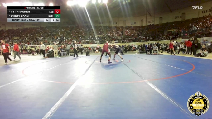 B3A-157 lbs Quarterfinal - Clint Ladon, Marlow vs Ty Thrasher, Lincoln ...