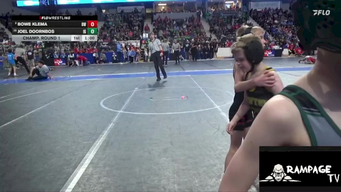 52 lbs Champ. Round 1 - Joel Doornbos, Iron Grapplers vs Bowe Klema ...