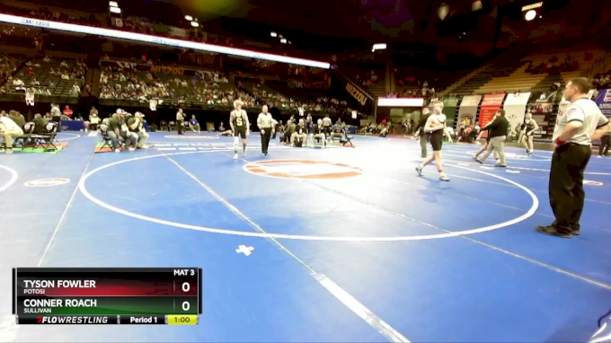132 Class 2 lbs Cons. Round 2 - Tyson Fowler, Potosi vs Conner Roach ...