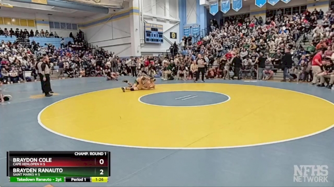 157 lbs Quarterfinal - Braydon Cole, Cape Henlopen H S vs Brayden ...