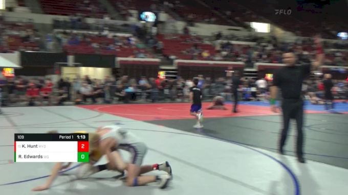 109 lbs Champ. Round 2 - Keegan Hunt, Mine Yard Dogs Wrestling Club vs ...