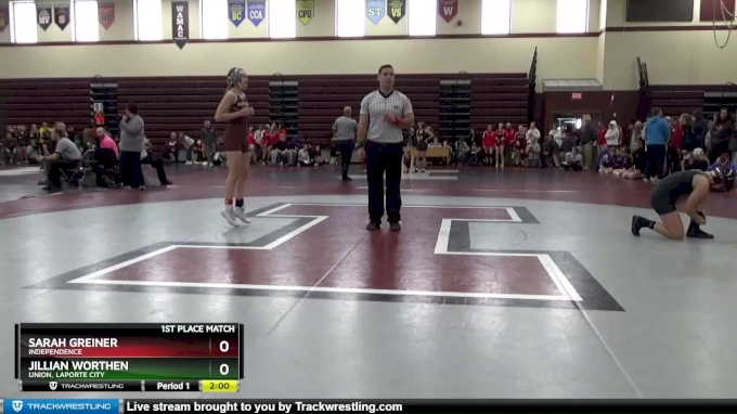 109B 1st Place Match - Sarah Greiner, Independence vs Jillian Worthen ...