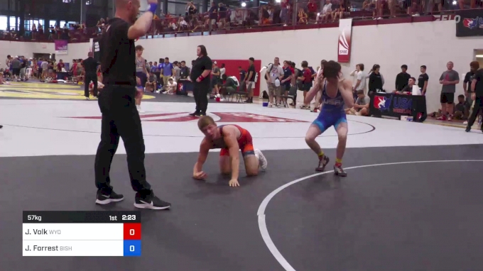 57 kg Semifinal - Jore Volk, Wyoming Wrestling Reg Training Ctr vs Jax Forrest, Bishop McCort ...