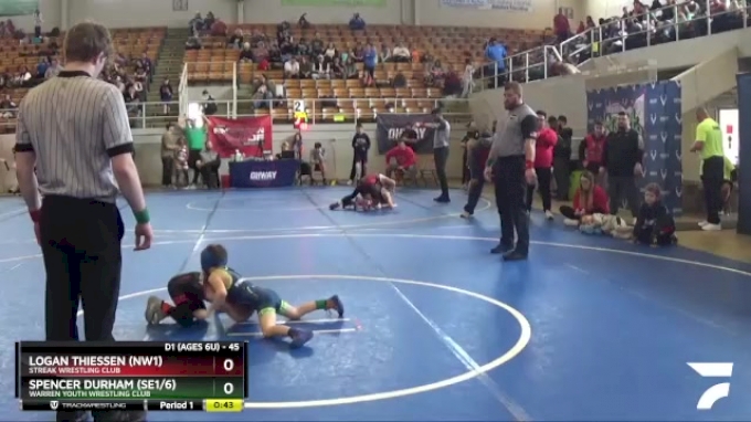45 lbs 1st Place Match - Spencer Durham (se1/6), Warren Youth Wrestling ...