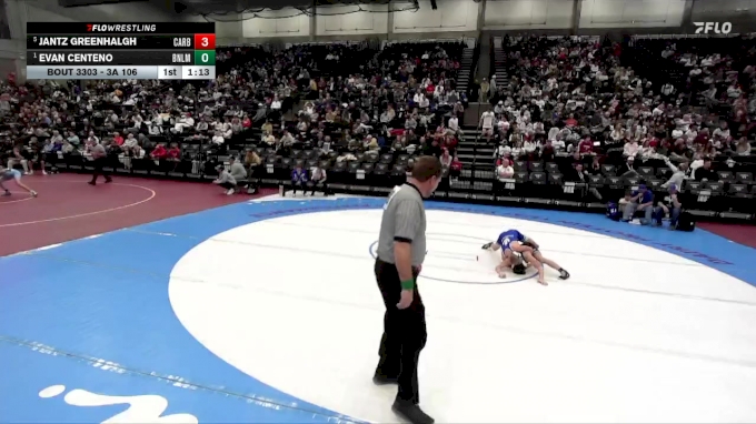 3A 106 lbs Semifinal - Evan Centeno, Ben Lomond vs Jantz Greenhalgh, Carbon