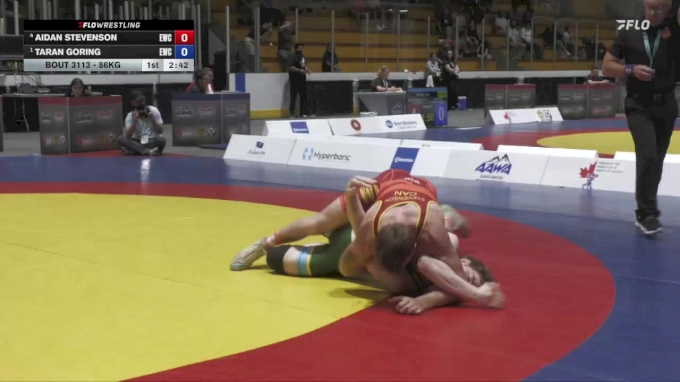 86kg Semifinal - Aidan Stevenson, Edmonton Wrestling Club vs Taran ...