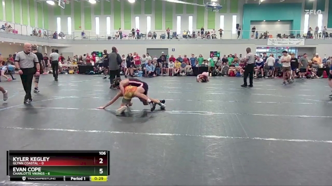 106 lbs Round 1 (4 Team) - Evan Cope, Charlotte Vikings vs Kyler Kegley ...