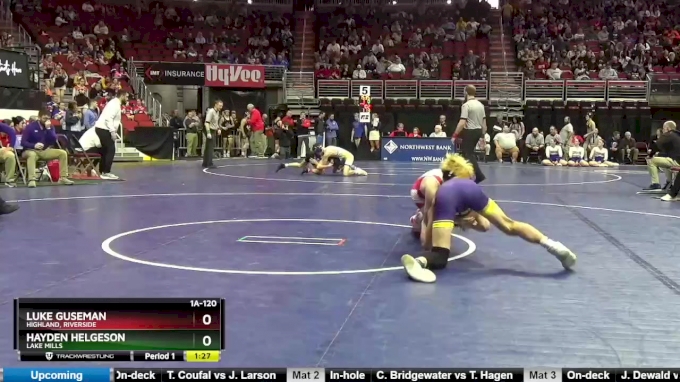 1A-120 lbs Cons. Round 5 - Hayden Helgeson, Lake Mills vs Luke Guseman ...