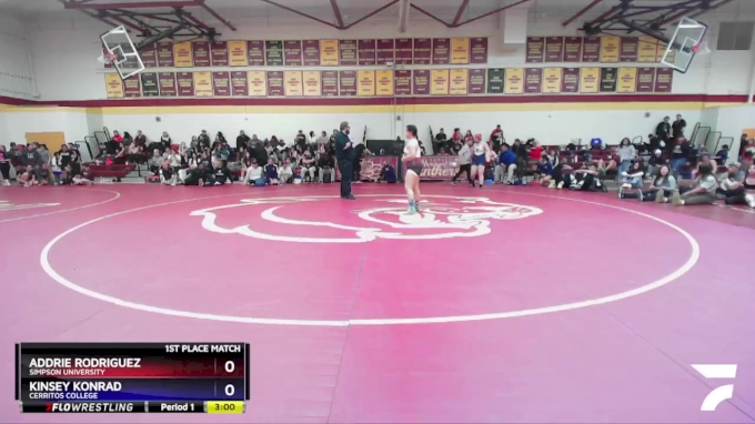 180 lbs 1st Place Match - Kinsey Konrad, Cerritos College vs Addrie ...