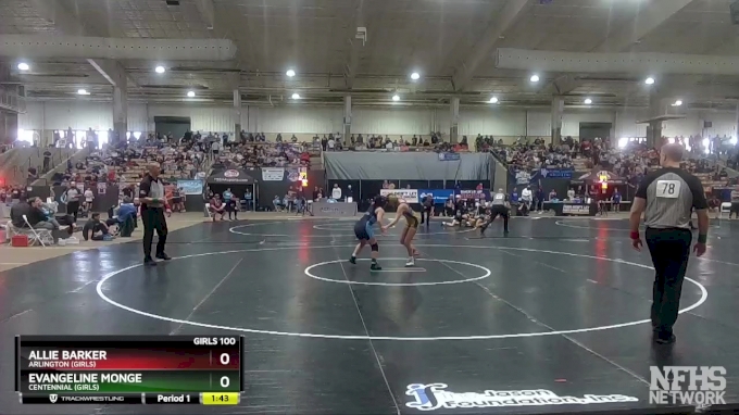 Girls 100 lbs Champ. Round 1 - Evangeline Monge, Centennial (Girls) vs ...