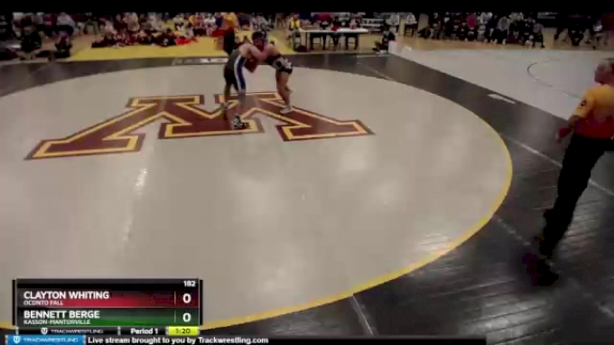 182 lbs 1st Place Match - Bennett Berge, Kasson-Mantorville vs Clayton ...