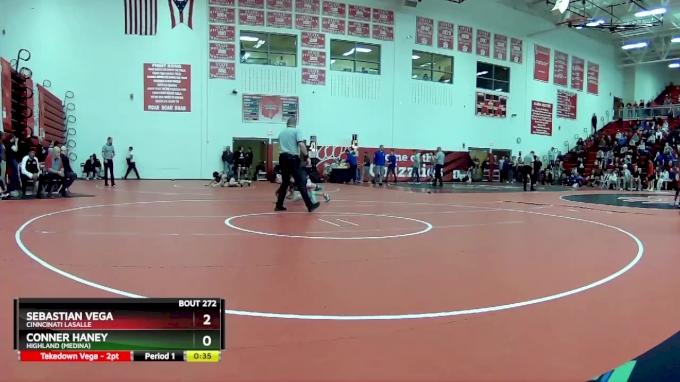 132 lbs Cons. Round 1 - Sebastian Vega, Cinncinati LaSalle vs Conner ...