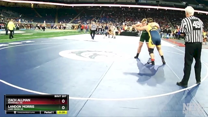 D1-285 lbs Cons. Round 1 - Zach Allman, Roosevelt HS vs Landon Morris ...