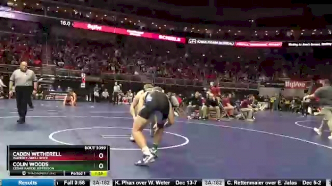 3A-220 lbs Champ. Round 1 - Colin Woods, Cedar Rapids Jefferson vs ...