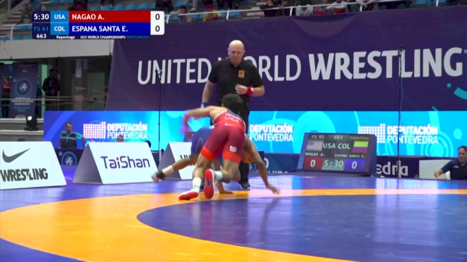61 kg Repechage #2 - Aaron Santos Nagao, United States vs Elkin Espana ...