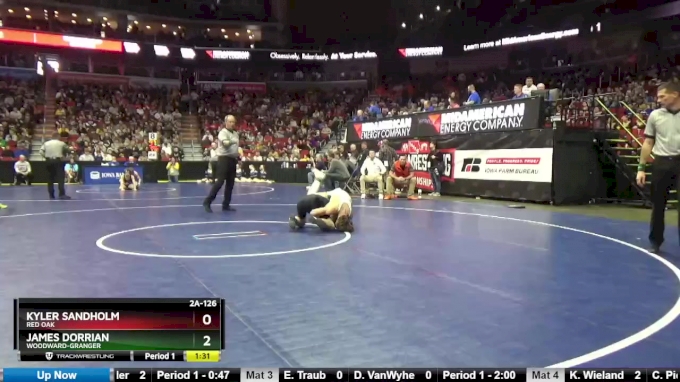 2A-126 lbs Champ. Round 1 - Kyler Sandholm, Red Oak vs James Dorrian ...
