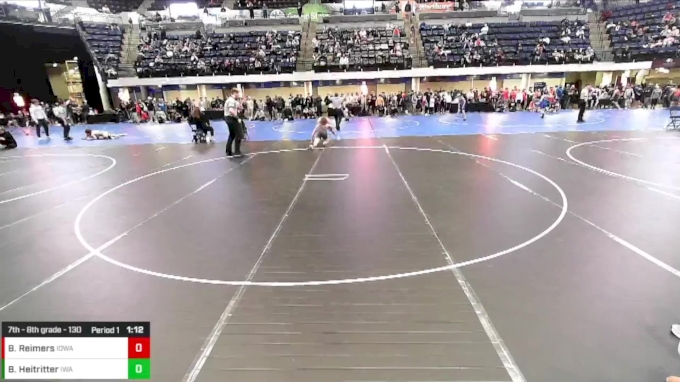 7th - 8th grade - 130 Champ. Round 1 - Brody Reimers, Iowa vs Braxton ...