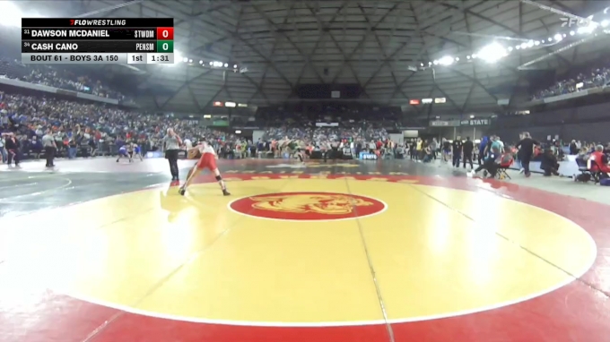 Boys 3A 150 lbs Champ. Round 1 - Dawson McDaniel, Stanwood vs Cash Cano ...