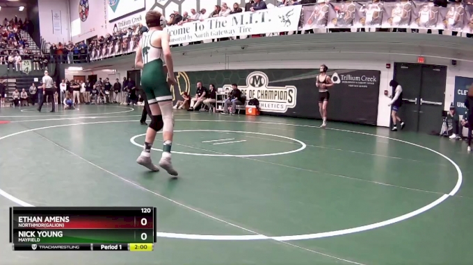 120 lbs Champ. Round 2 - Nick Young, Mayfield vs Ethan Amens, Northmor ...
