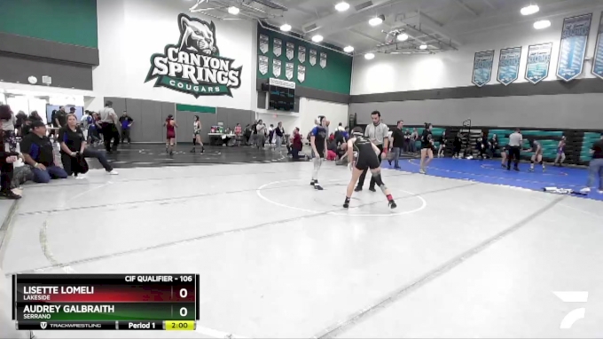 106 lbs Champ. Round 2 - Lisette Lomeli, Lakeside vs Audrey Galbraith ...