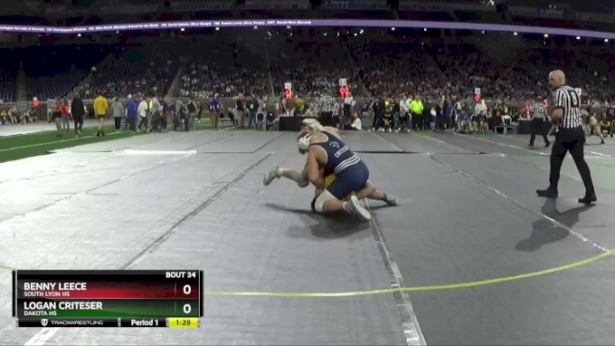 D1-190 lbs Champ. Round 1 - Benny Leece, South Lyon HS vs Logan ...