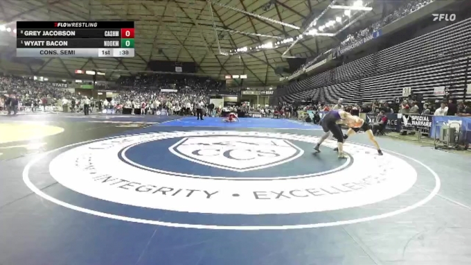 Boys 1A 190 lbs Cons. Semi - Wyatt Bacon, Nooksack Valley vs Grey ...
