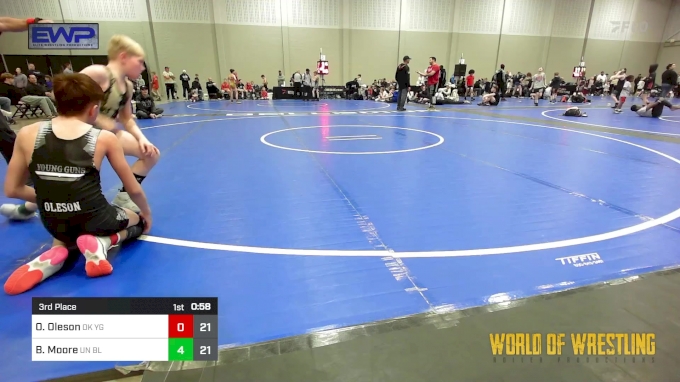 92 lbs 3rd Place - Owen Oleson, Oklahoma Young Guns 12U vs Brighten ...