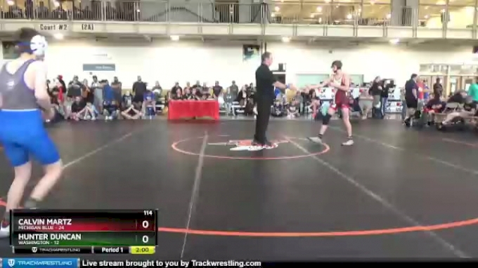 114 lbs Round 1 (8 Team) - Calvin Martz, Michigan Blue vs Hunter Duncan ...