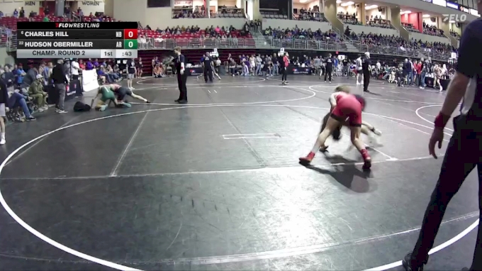 140 lbs Champ. Round 2 - Hudson Obermiller, ALC Rebels vs Charles Hill ...
