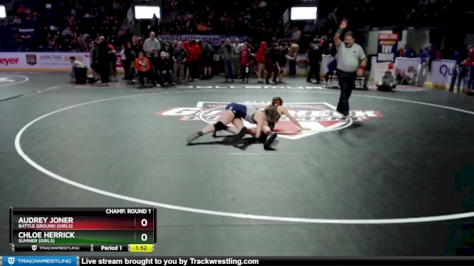 Girls 120 lbs Champ. Round 2 - Audrey Joner, Battle Ground (Girls) vs ...
