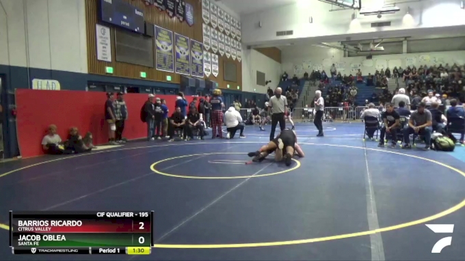 195 lbs Quarterfinal - Barrios Ricardo, Citrus Valley vs Jacob Oblea ...