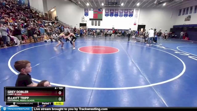 120 lbs Quarterfinal - Grey Dobler, Carey Jr High vs Elliott Tripp ...