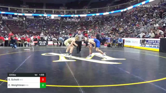 220 lbs Quarterfinal - Stephen Schott, Nazareth vs Cole Weightman ...