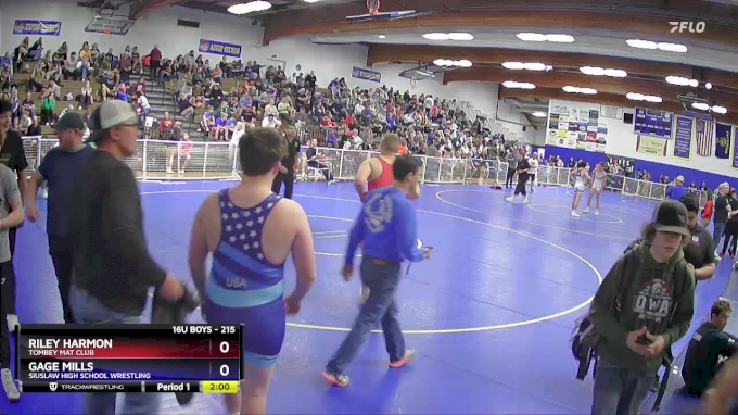 215 lbs Cons. Semi - Riley Harmon, Tombey Mat Club vs Gage Mills, Siuslaw High School Wrestling