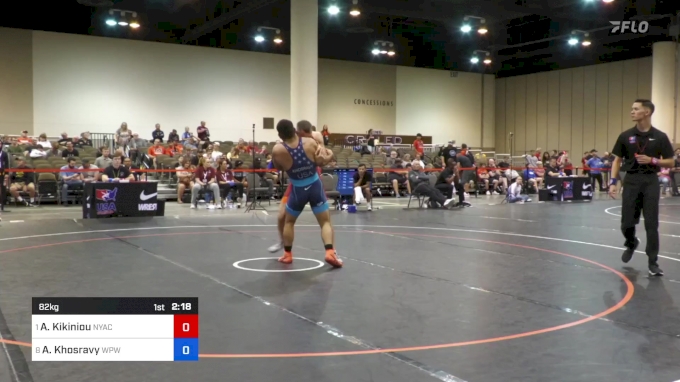 82 kg Quarters - Aliaksandr Kikiniou, NYAC vs Arvin Khosravy, West ...
