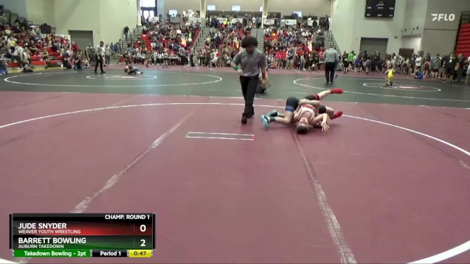 95 lbs Champ. Round 1 - Barrett Bowling, Auburn Takedown vs Jude Snyder ...