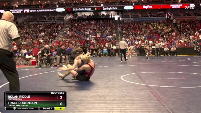 3A-157 lbs Champ. Round 1 - Nolan Riddle, Fort Madison vs Trace ...