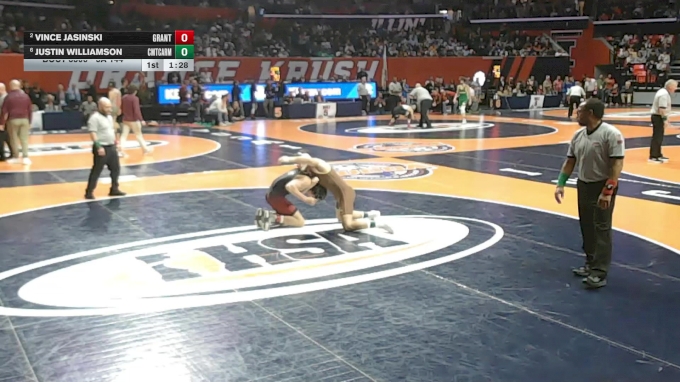 3A 144 lbs Semifinal - Justin Williamson, Chicago (Mt. Carmel) vs Vince ...