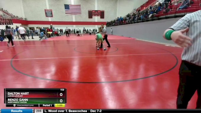 113 lbs Cons. Round 2 - Renzo Gann, Northwest Eaton vs Dalton Hart ...