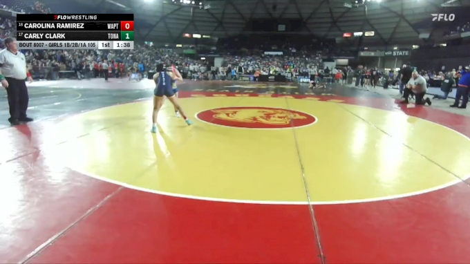 Girls 1B/2B/1A 105 Champ. Round 1 - Carly Clark, Tonasket (Girls) vs ...