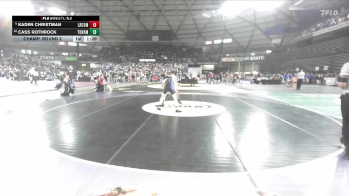 Boys 1B/2B 120 Champ. Round 2 - Kaden Christman, Lake Roosevelt vs Cass ...