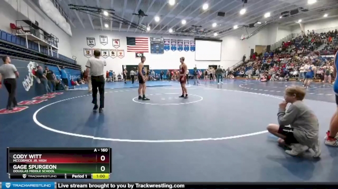 160 lbs Quarterfinal - Cody Witt, McCormick Jr. High vs Gage Spurgeon ...