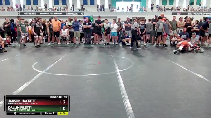 92 lbs Quarterfinal - Jaxson Hackett, Braves Wrestling Club vs Dallin ...