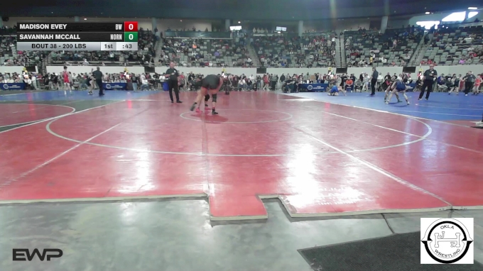 200 lbs Consolation - MADISON EVEY, BISON WRESTLING GEARY, OK vs ...