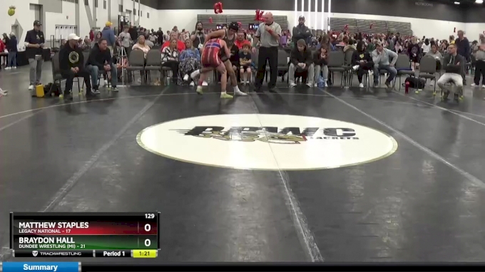 129 lbs Round 2 (8 Team) - Matthew Staples, Legacy National vs Braydon ...