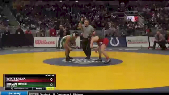 132 lbs Champ. Round 1 - Wyatt Krejsa, Center Grove vs Brevan Thrine ...