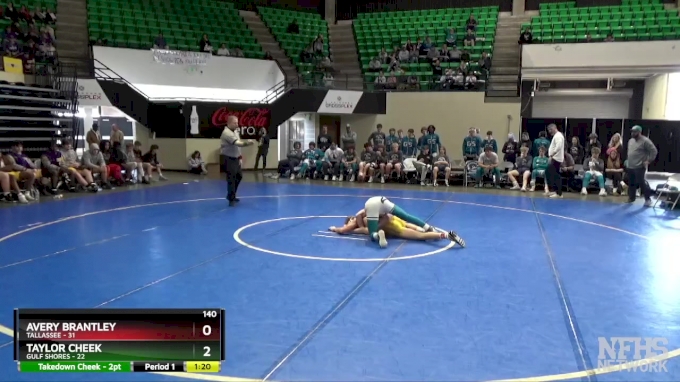 140 lbs Semifinals (8 Team) - Taylor Cheek, Gulf Shores vs Avery ...