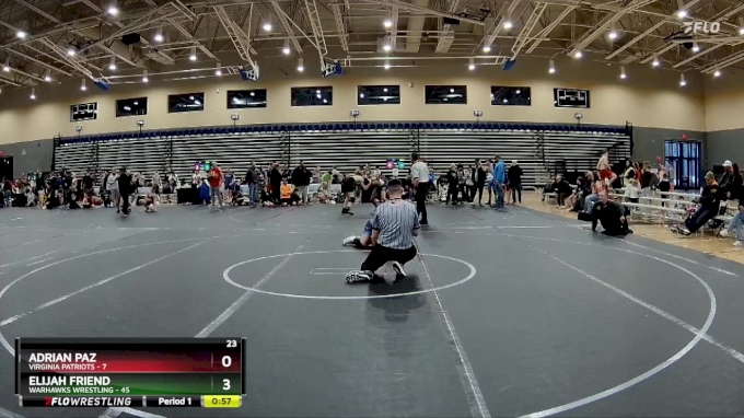 130 lbs Round 2 (8 Team) - Adrian Paz, Virginia Patriots vs Elijah ...