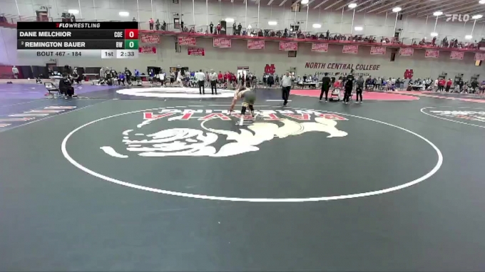 184 lbs Cons. Round 3 - Remington Bauer, Baldwin Wallace vs Dane ...