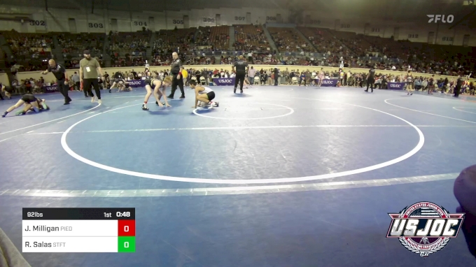 92 lbs Consi Of 8 #1 - Jace Milligan, Piedmont vs Robert Salas, Standfast